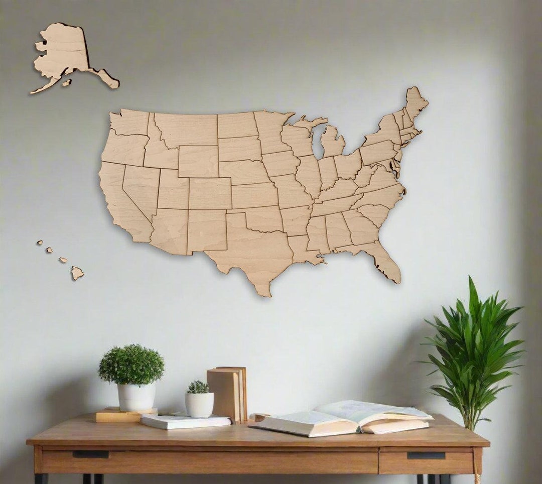 USA Map 50 Individual States Cutout - Etsy