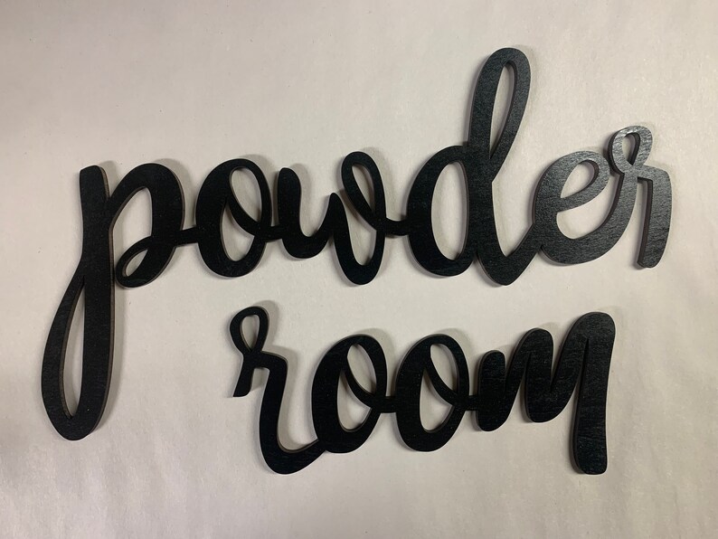 Powder Room Sign- Bathroom Sign- Powder Room Cut Out Wording Sign - Etsy