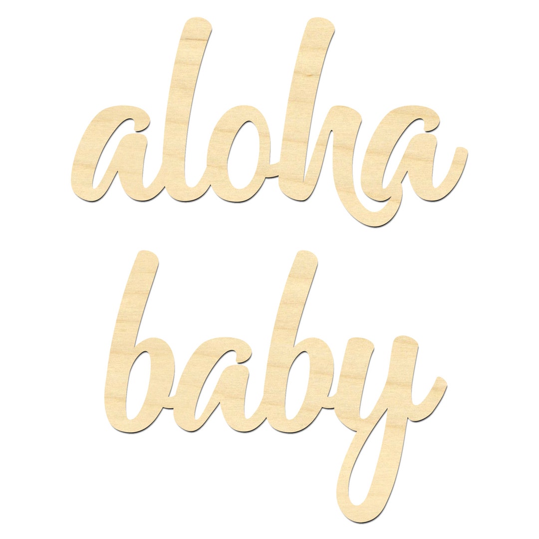 Aloha Baby Wording- Wooden Script Words - Etsy