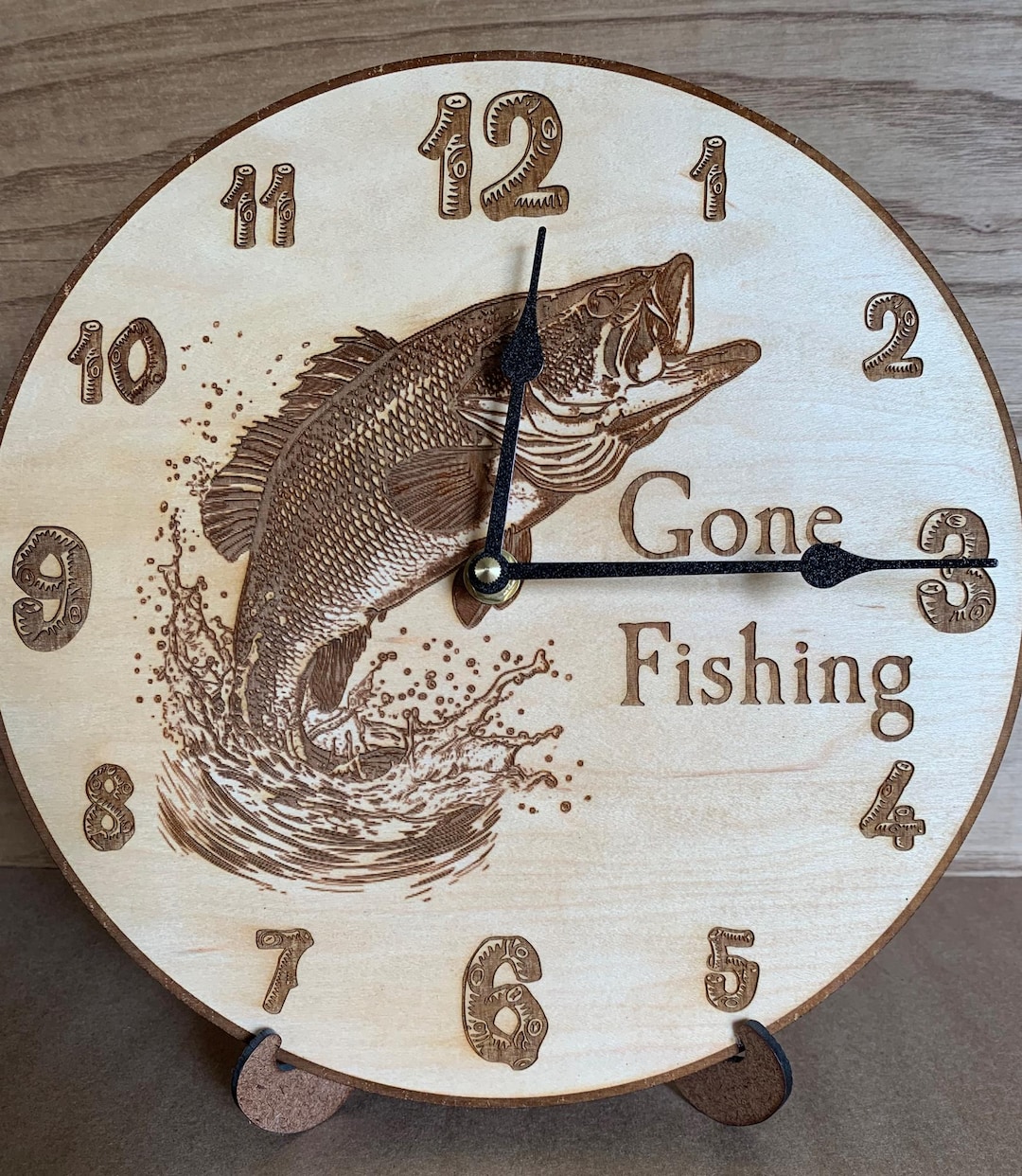 Bass Fish Clock- Handcrafted Engraved Wooden Clock - Etsy