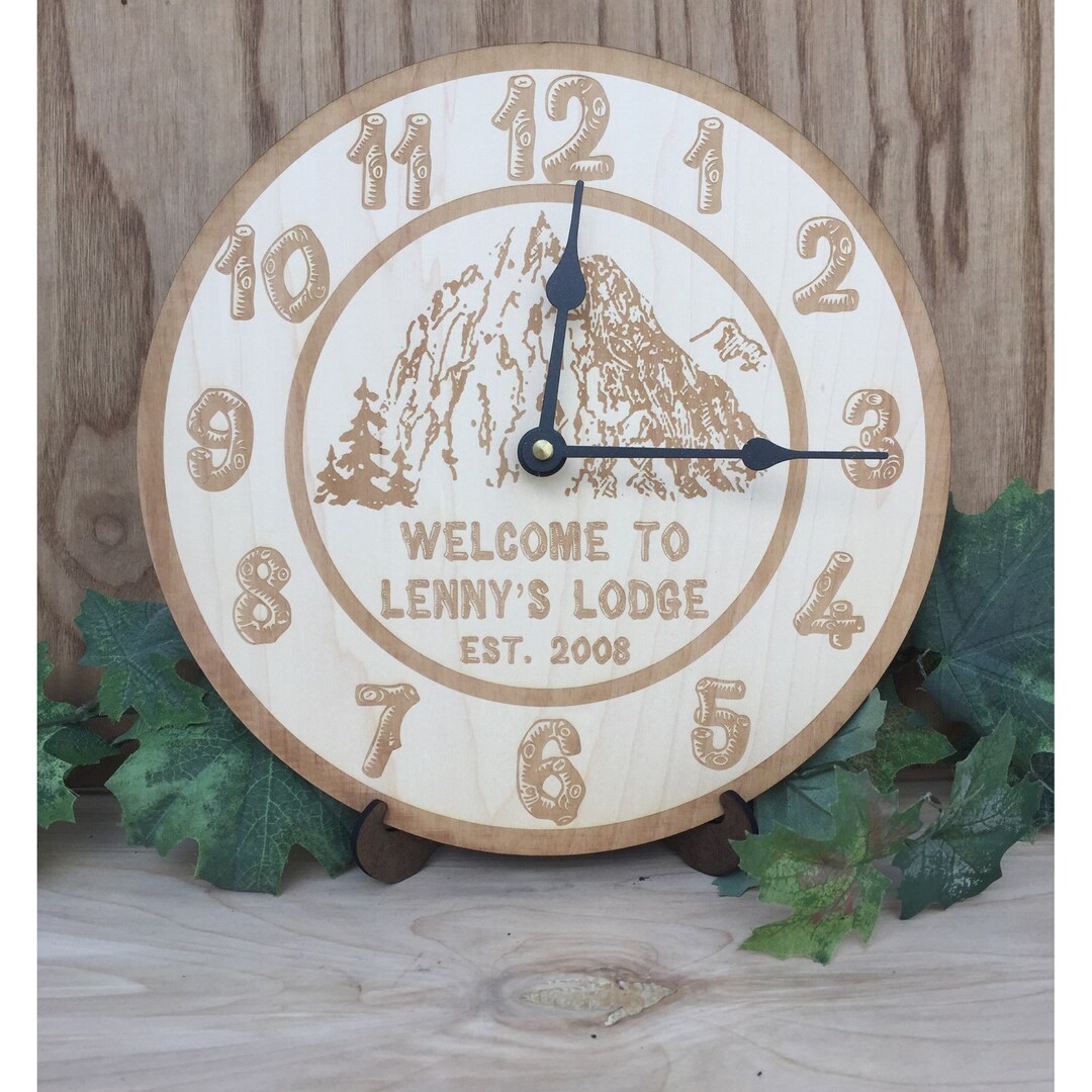 Wooden Lodge Clock Personalized Cabin Clock Mountain Clock - Etsy