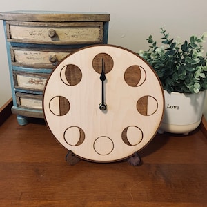 Moon Phase Clock- Moon Clock- Mantel Clock- Lunar Phase Wall Clock ...