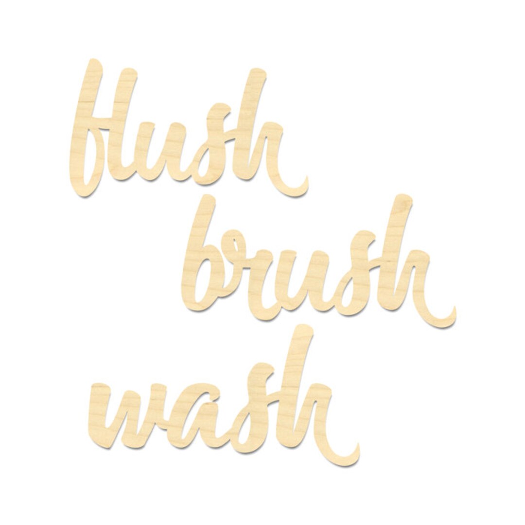 Flush Brush Wash Sign- Bathroom Sign- Flush Brush Wash Wording Sign - Etsy
