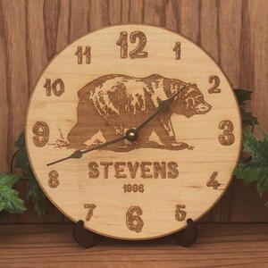 Personalized Bear Wall Clock Wooden Bear Lodge Clock - Etsy