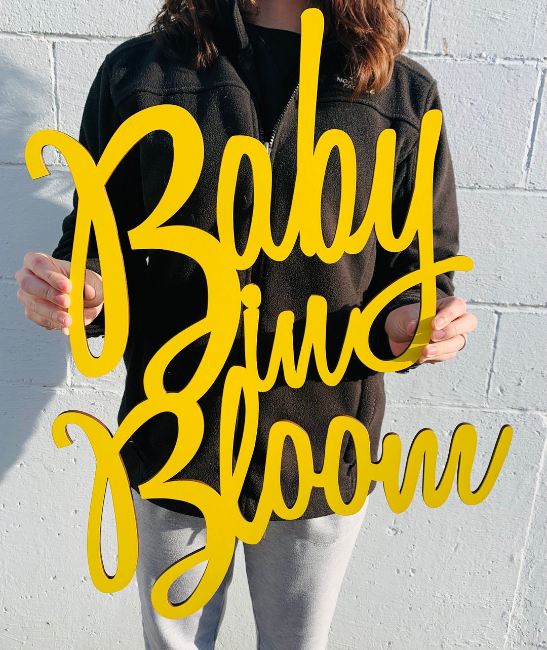 Baby in Bloom Sign Baby Shower Wooden Wording Baby Sprinkle Decorations ...