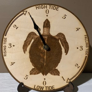 Tide Clock- Sea Turtle Clock- Wooden Engraved Clock- Tide Keeping Clock ...