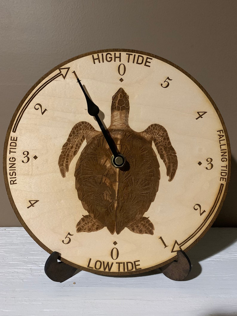 Tide Clock- Sea Turtle Clock- Wooden Engraved Clock- Tide Keeping Clock ...