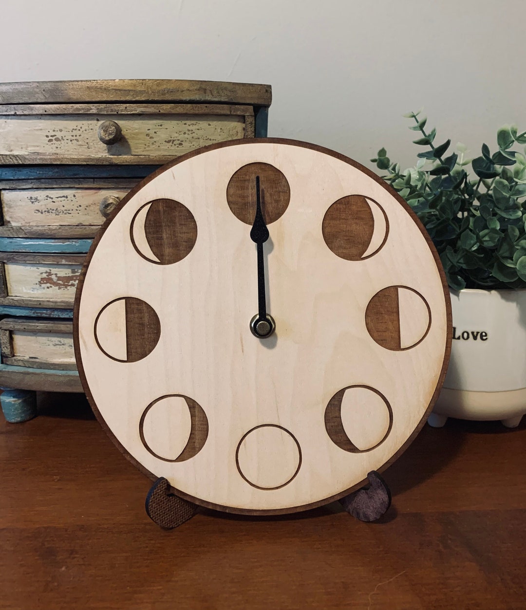 Moon Phase Clock- Moon Clock- Mantel Clock- Lunar Phase Wall Clock ...