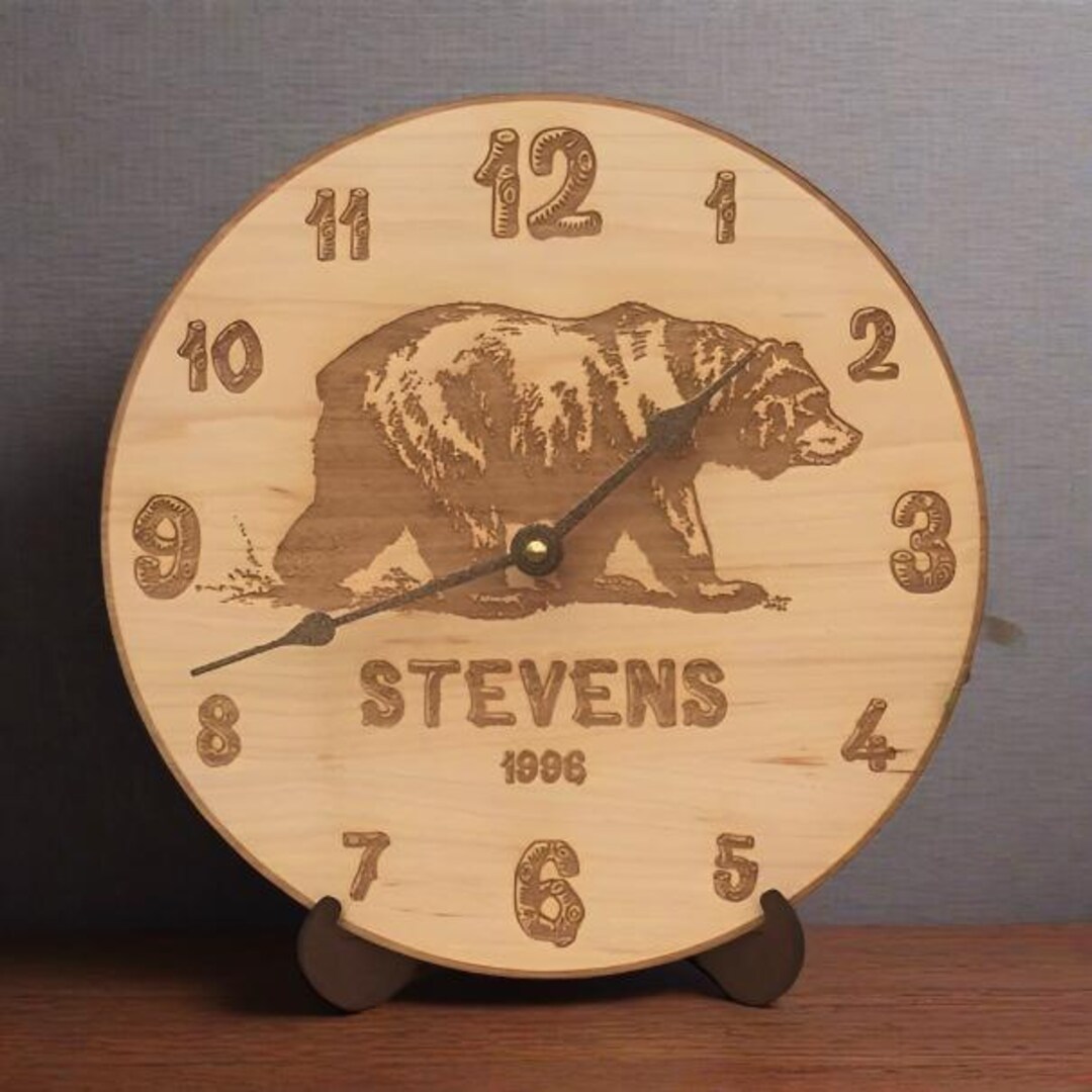 Personalized Bear Wall Clock Wooden Bear Lodge Clock - Etsy