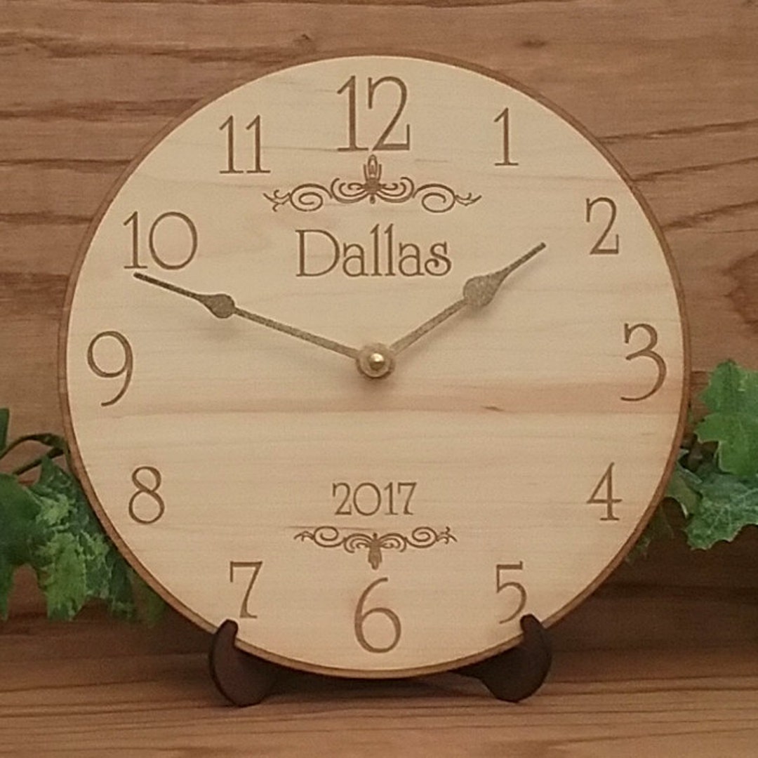 Personalized Family Name Clock Laser Engraved Wooden Wall - Etsy