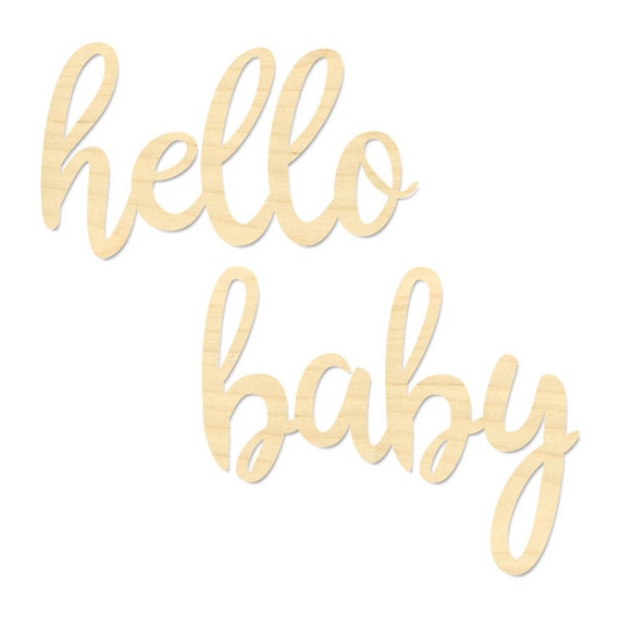 Hello Baby Hello Baby Laser Cut Script Wording | Etsy