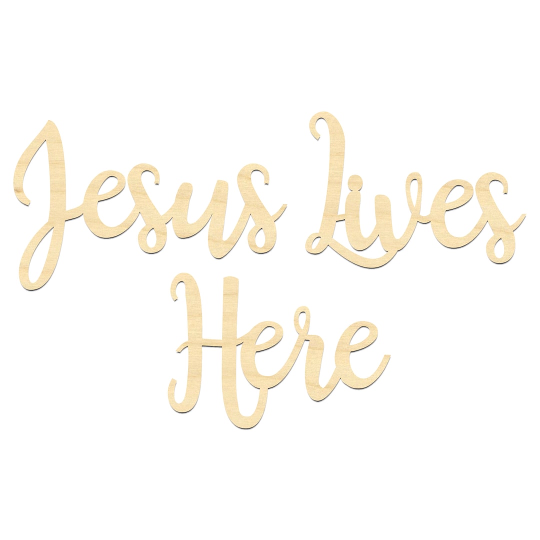 Jesus Lives Here Sign- Christian Wall Art- Wooden Script Wording - Etsy