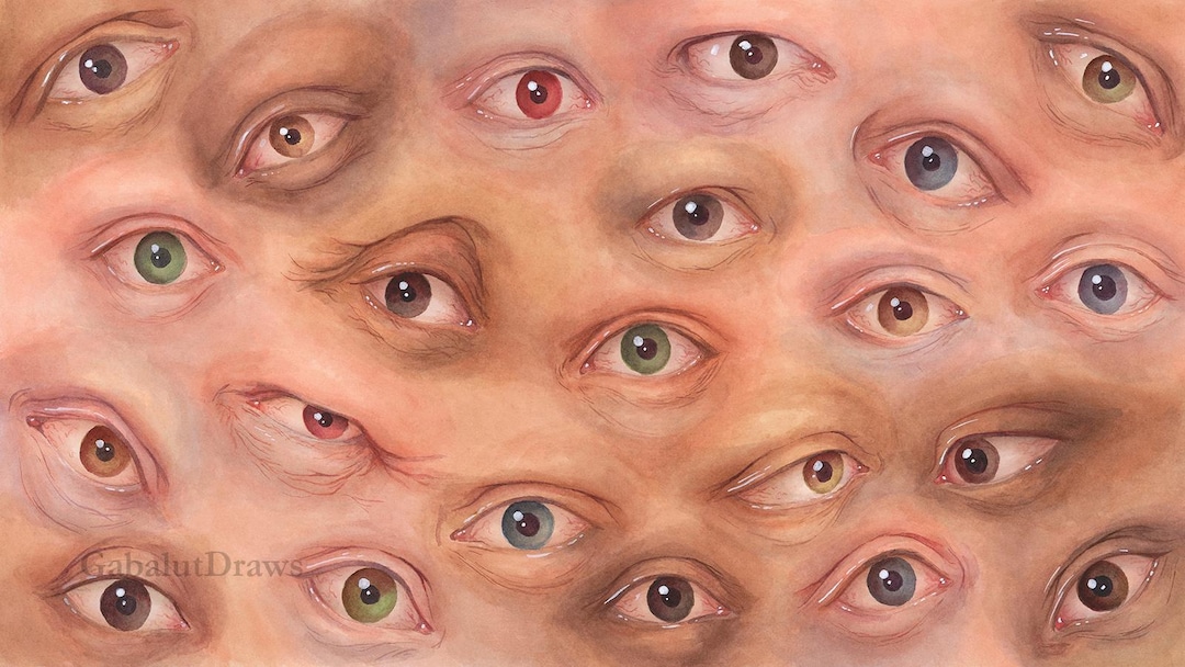 Scopophobia // Original Artwork // Watercolor and Acrylic // 16x9" - Etsy