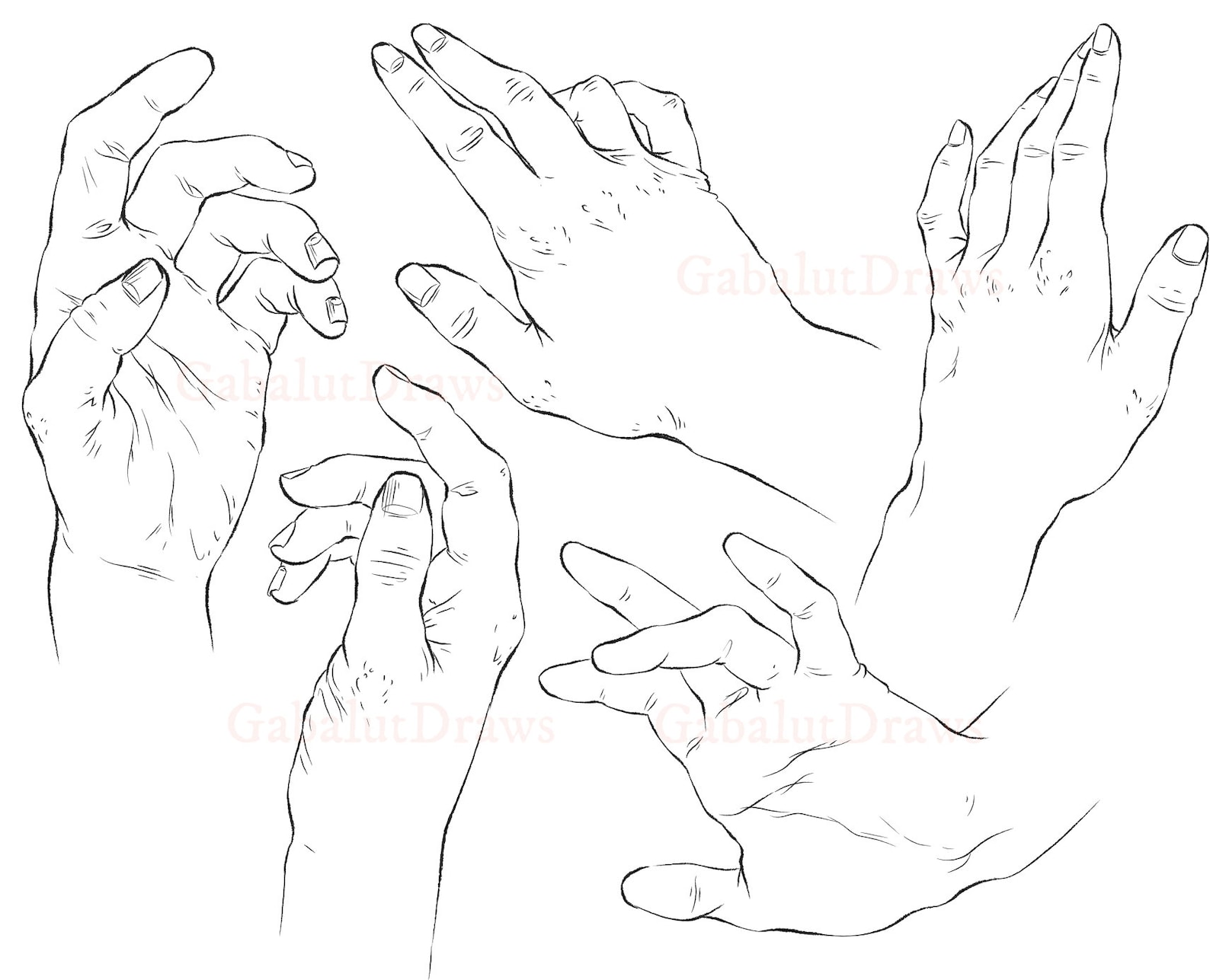 Hand Drawn Hands Vol. 1 // Vector Clip Art // High Resolution Png and ...