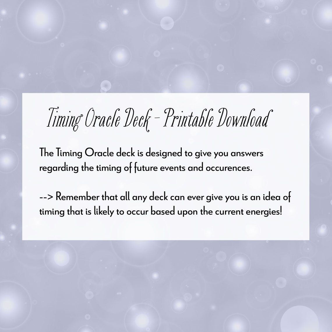 Printable Timing Oracle Deck. Digital Oracle Deck - Etsy