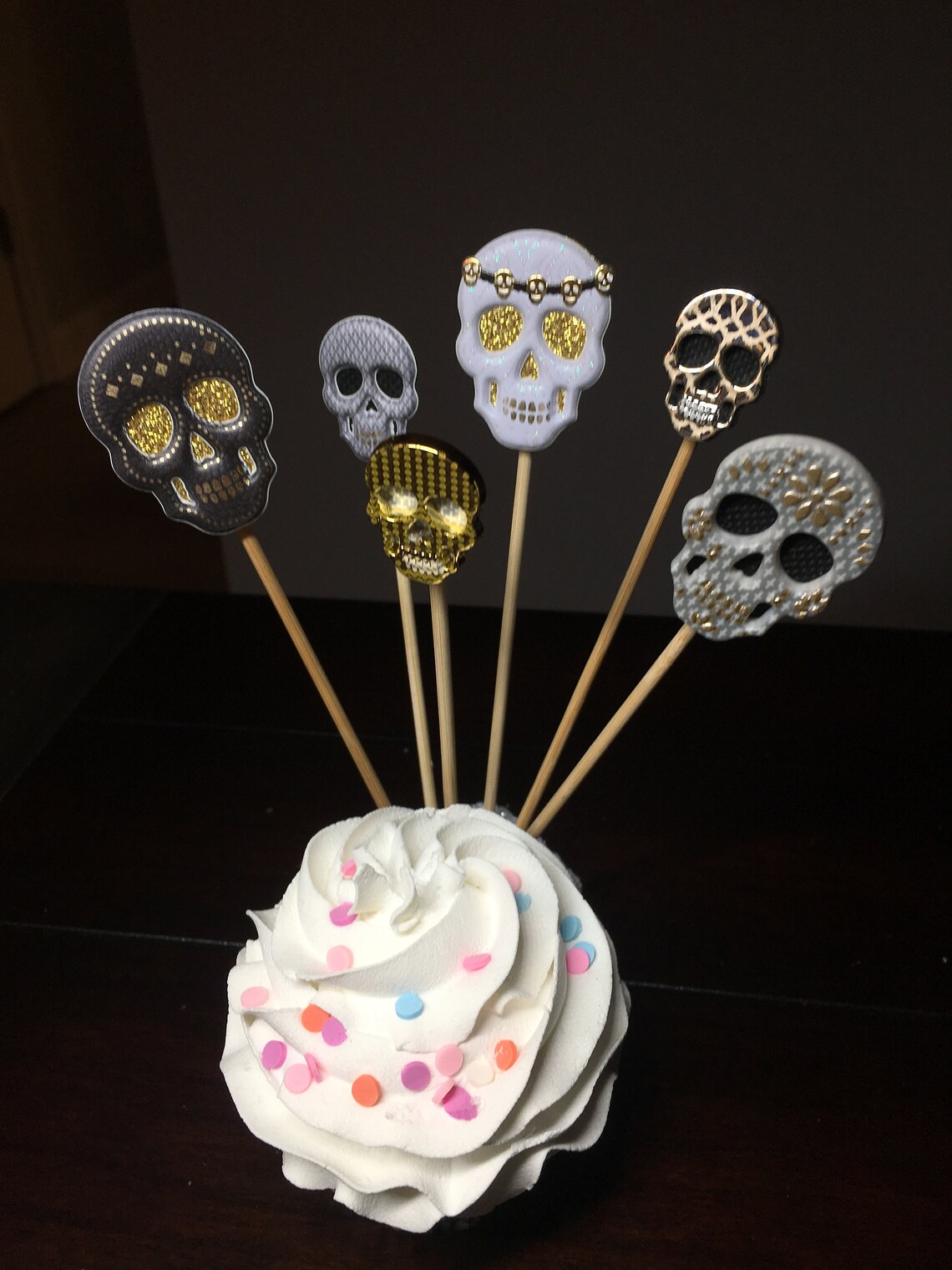 Shiny Sparkly Skull Cupcake Toppers Skulls Party Theme Decor | Etsy