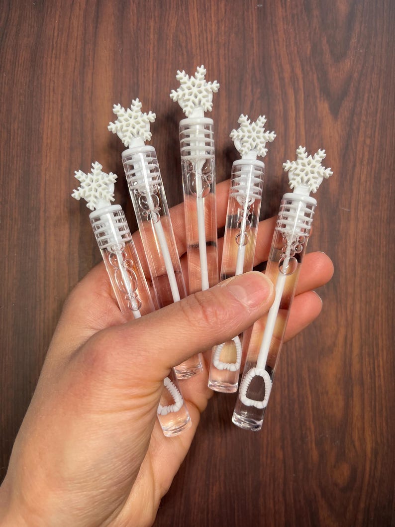 Winter Wonderland Wedding Ceremony Sendoff Bubbles Silver Snowflake ...
