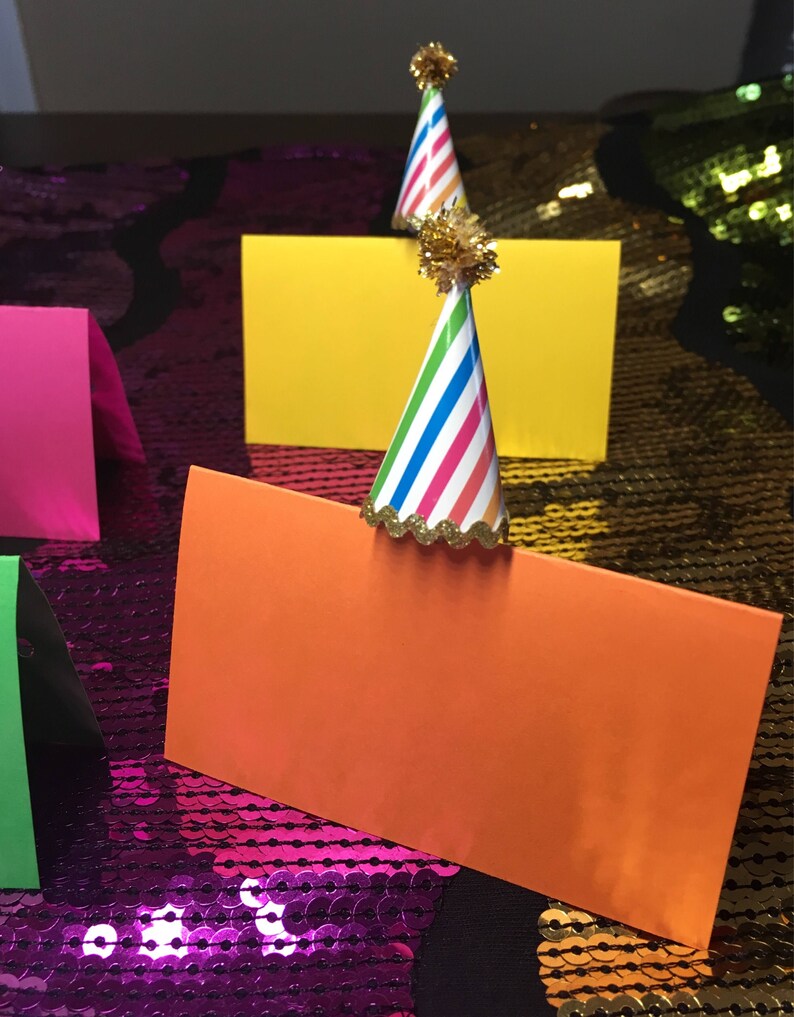 Party Hat Place Cards Birthday Placecards Birthday Seat Name | Etsy