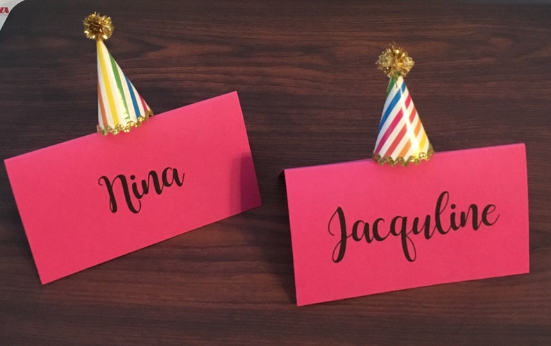 Party Hat Place Cards Birthday Placecards Birthday Seat Name | Etsy
