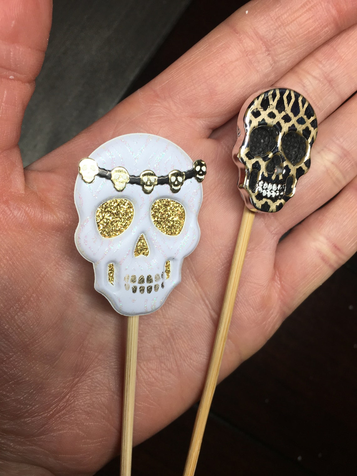 Shiny Sparkly Skull Cupcake Toppers Skulls Party Theme Decor | Etsy