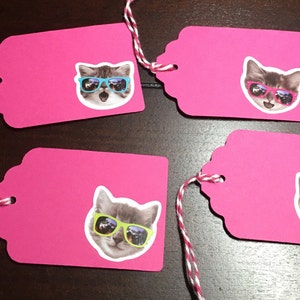Cat Goodie Bag Tags, Name Tags, Kitten Favor Tags, Cool Cat Cats in ...