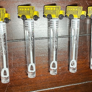 School Bus Bubble Favor Bus Bubble Tube Wand Wheels on the Bus Party ...
