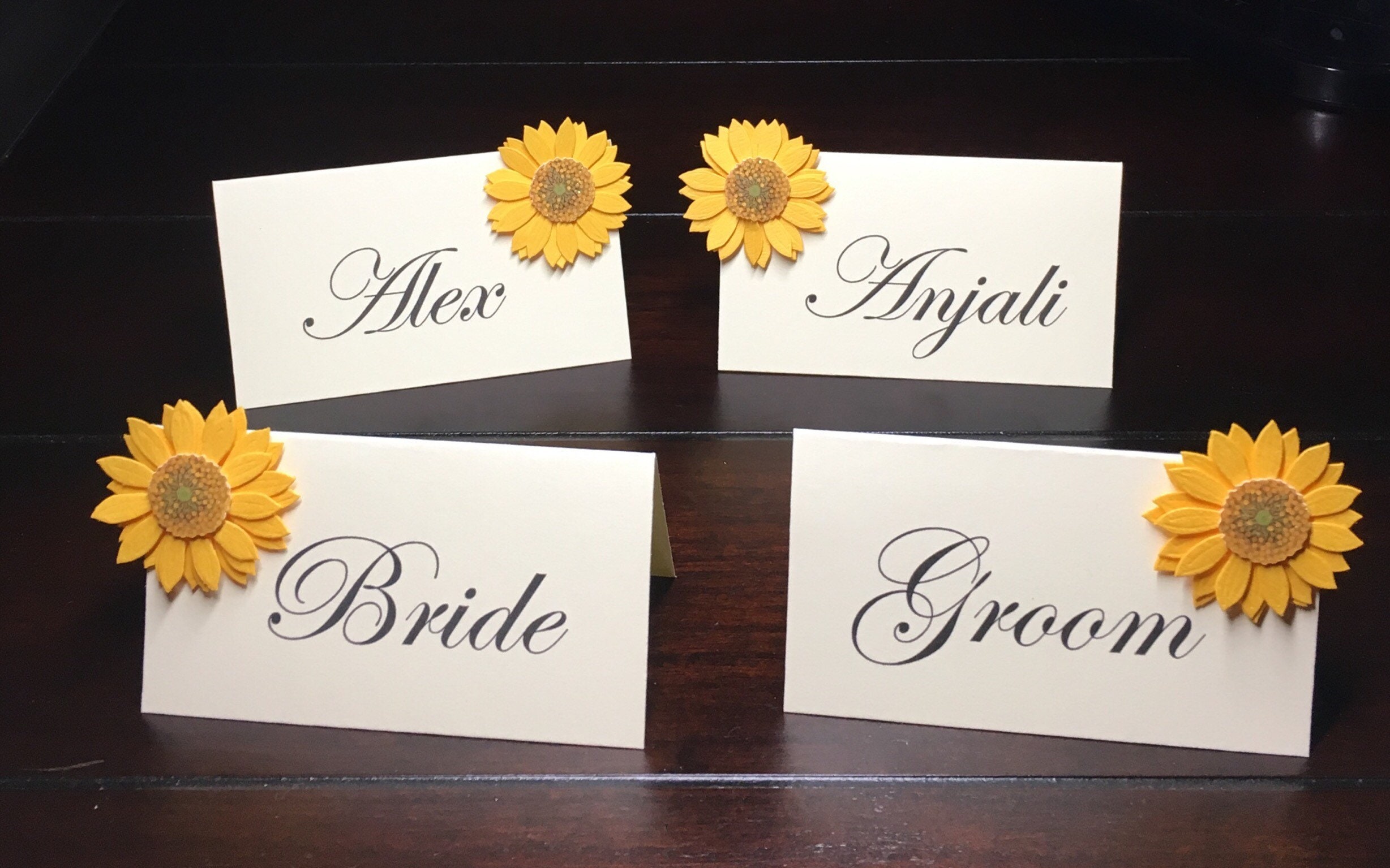 Autumn Wedding Place Cards Sunflower Fall Placecards Seat | Etsy