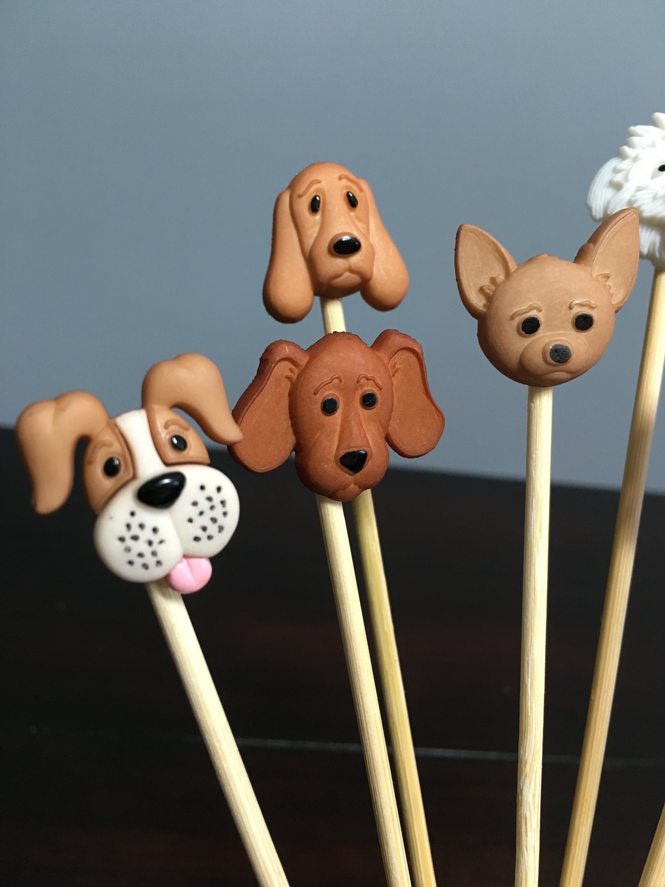 Dog Cupcake Toppers Cute Dogs Skewers Dog Lover Cupcake | Etsy