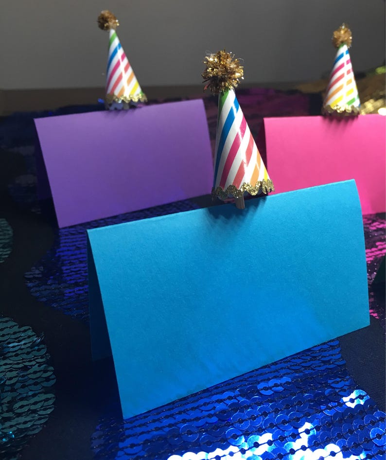 Party Hat Place Cards Birthday Placecards Birthday Seat Name | Etsy
