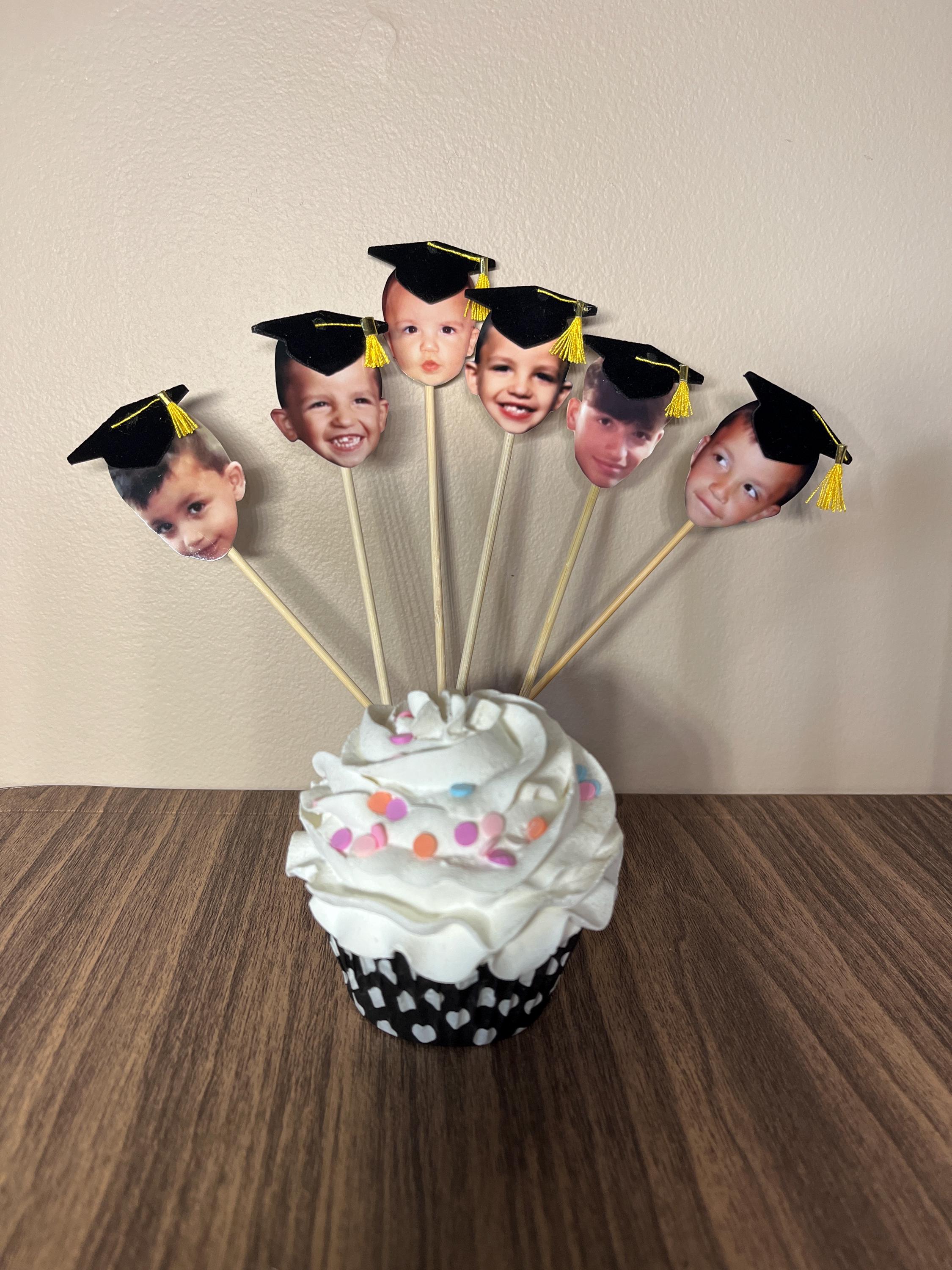 Graduation Cap Photo Cupcake Toppers, Personalized Photo Customized ...