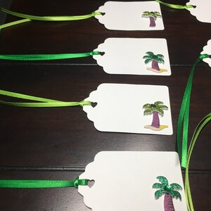 Palm Tree Tags Sparkly Palm Tree Goodie Bag Tags, Palm Beach Favor Tags ...