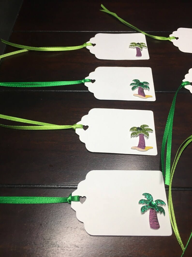 Palm Tree Tags Sparkly Palm Tree Goodie Bag Tags Favor Tags - Etsy