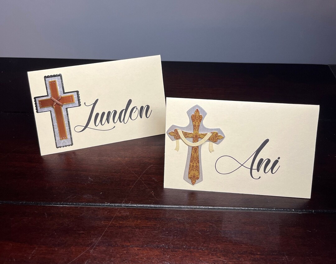 Cross Place Cards Religious Baptism Communion Confirmation - Etsy