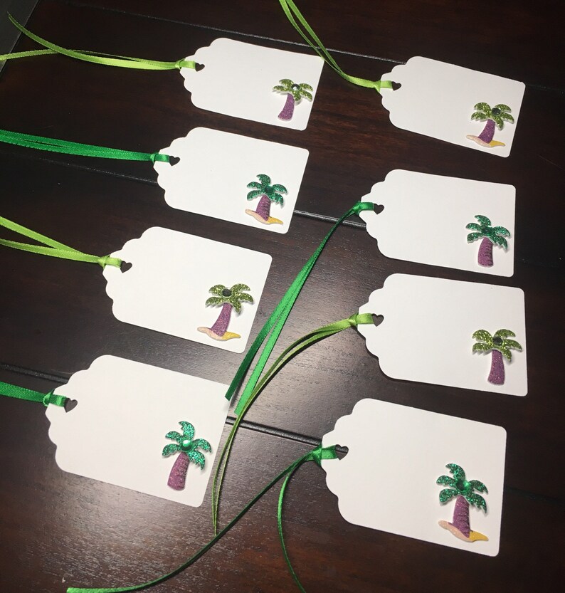 Palm Tree Tags Sparkly Palm Tree Goodie Bag Tags Favor Tags - Etsy