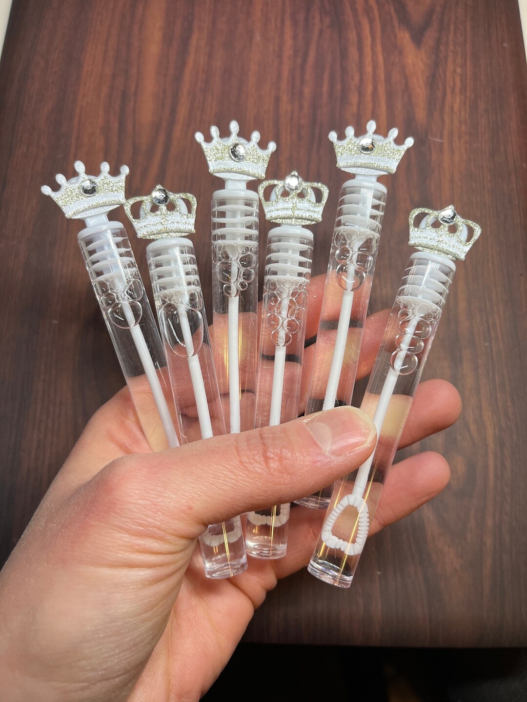 Silver Princess Royal Prince Crown Bubble Favor Wand Tube Sparkly ...