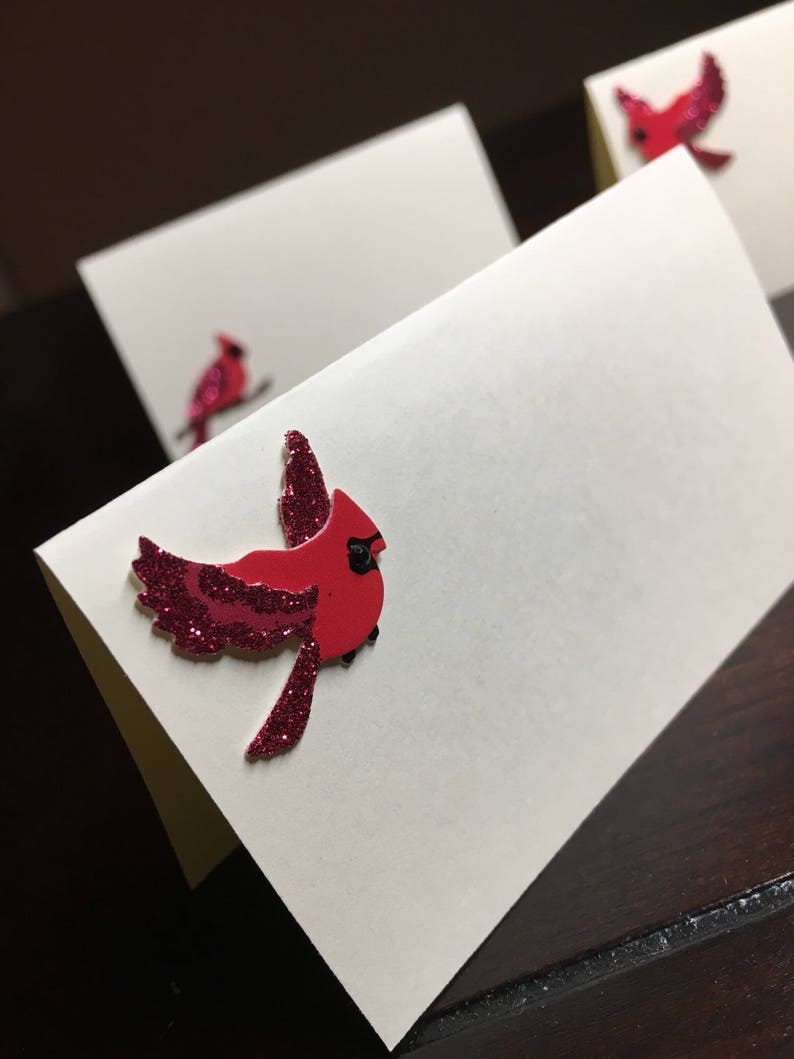 Cardinal Place Cards, Christmas Cardinal Escort Cards, Placecards, Bird ...