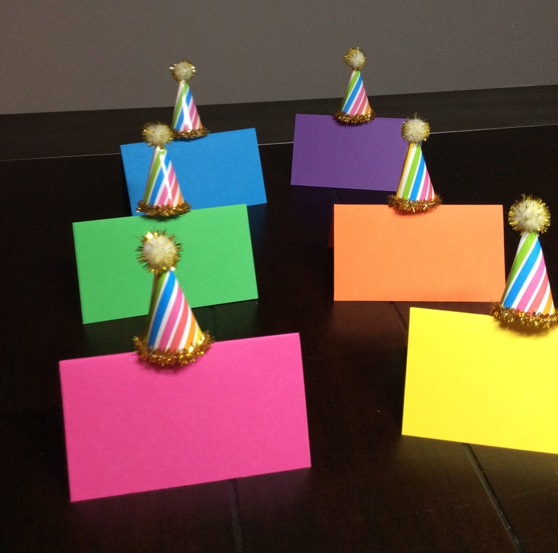 Party Hat Place Cards, Birthday Placecards, Birthday Seat Name Escort ...