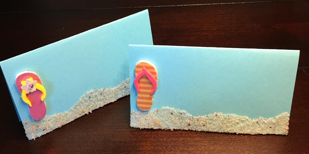 Beach Place Cards, Flip Flop Name Cards, Flip Flops Escort Cards ...