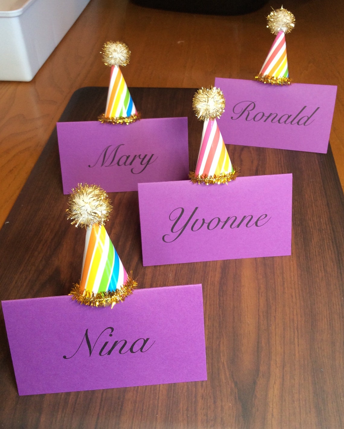 Party Hat Place Cards, Birthday Placecards, Birthday Seat Name Escort ...
