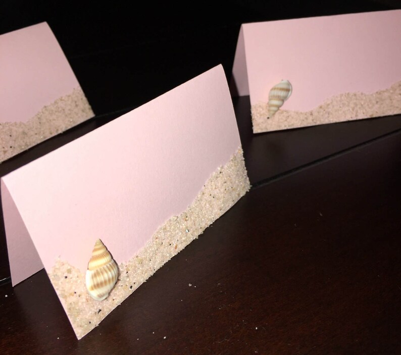Seashells and Sand Placecards Seashell Place Cards Beach | Etsy