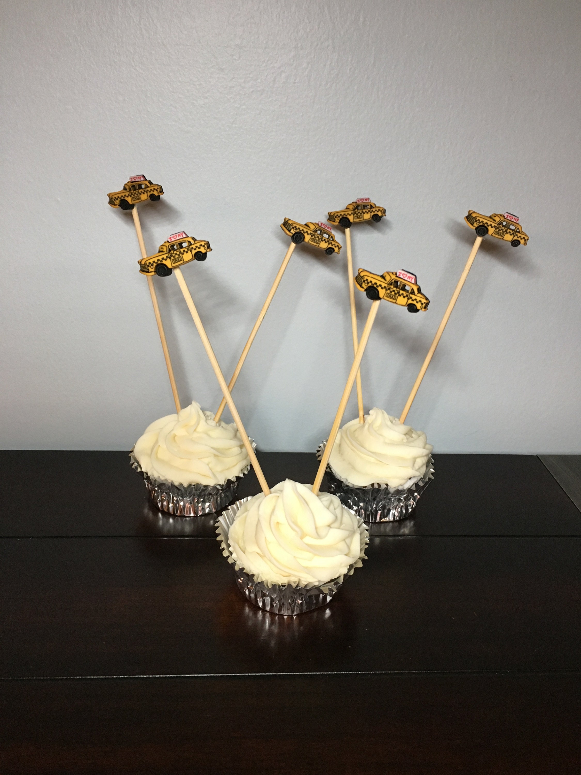 Taxi Cupcake Toppers Taxi Cab Party Picks I Love New York | Etsy