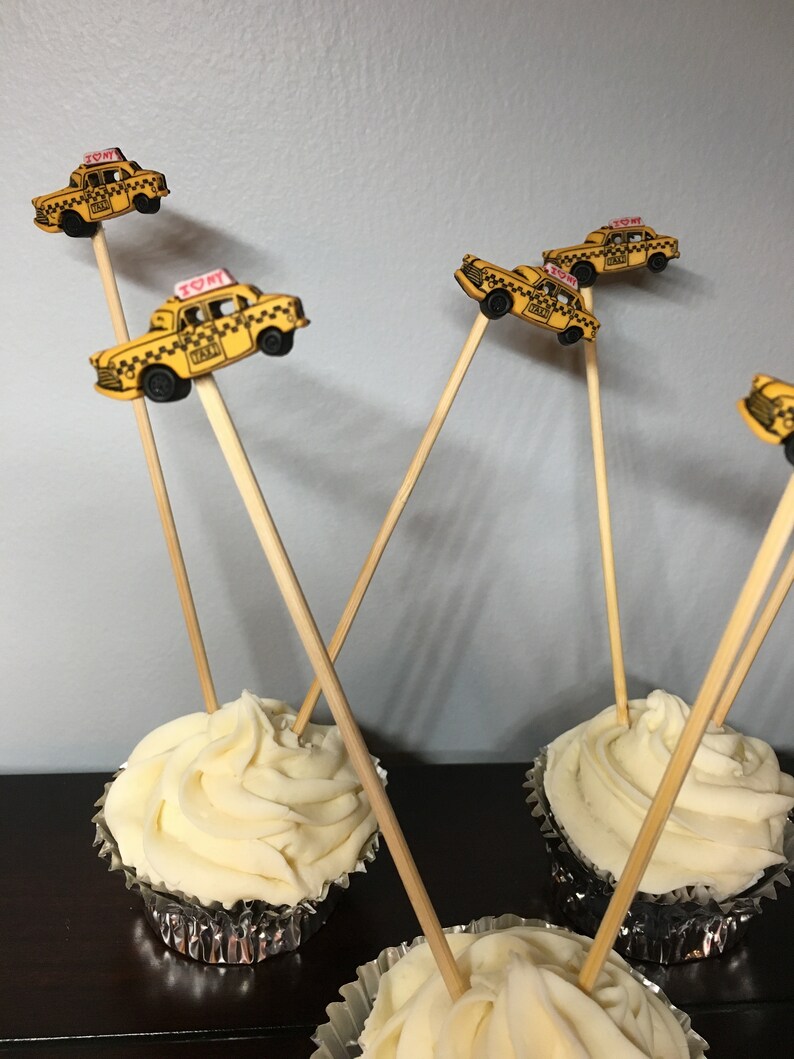 Taxi Cupcake Toppers Taxi Cab Party Picks I Love New York | Etsy