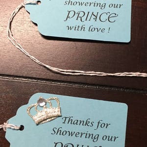 Prince Tags, Prince Baby Shower Tags, Silver Crown Tags, Thanks for ...