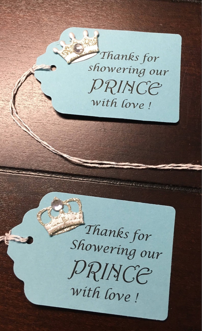 Prince Tags Prince Baby Shower Tags Silver Crown Tags | Etsy