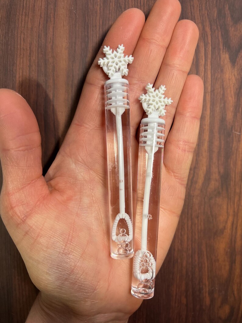 Winter Wonderland Wedding Ceremony Sendoff Bubbles Silver Snowflake ...