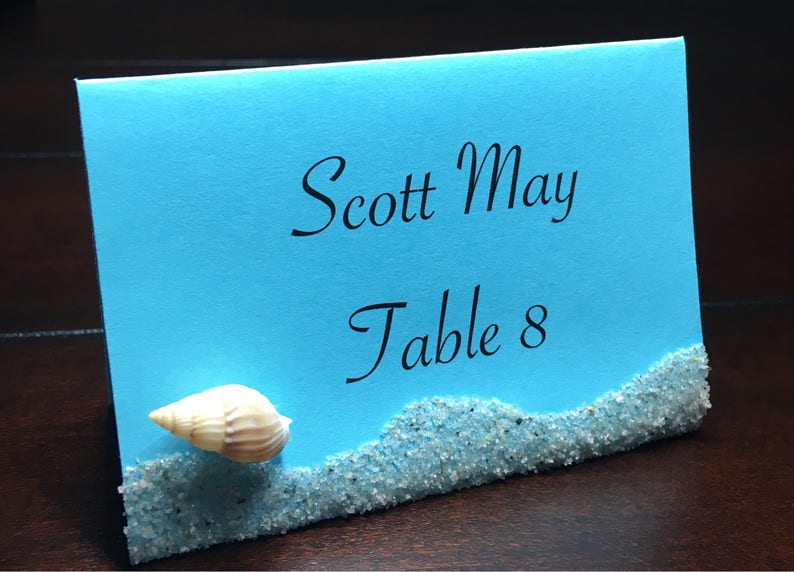 Seashells and Sand Placecards Seashell Place Cards Beach | Etsy