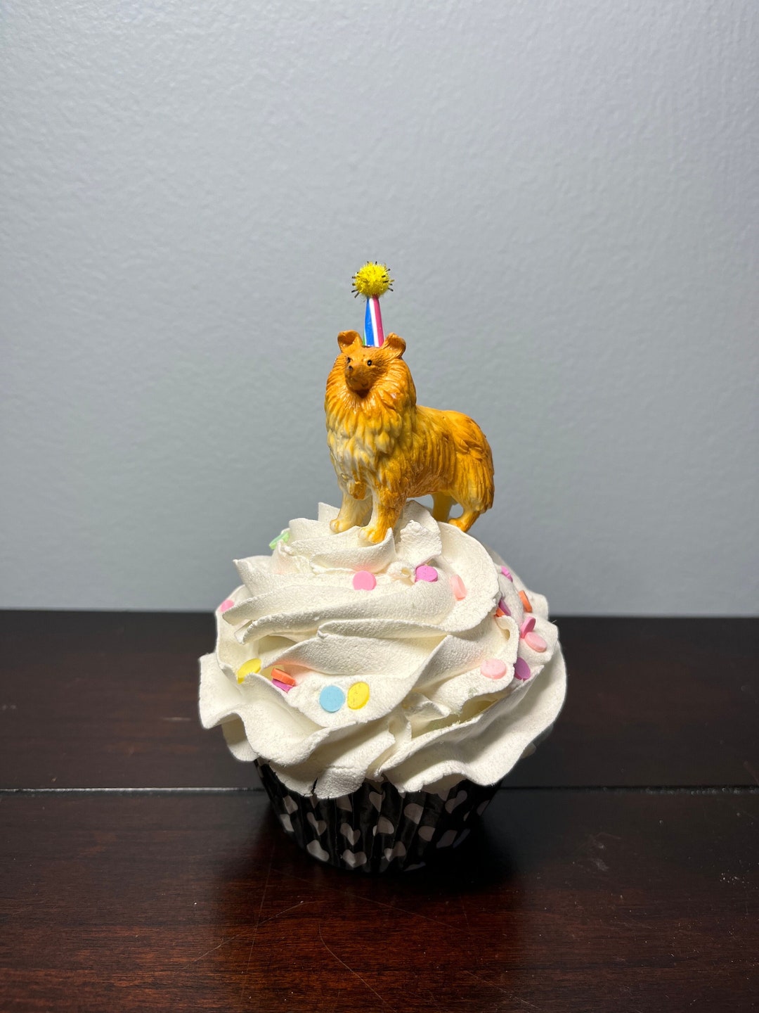 Collie Cupcake Topper | Lassie Dog Cake Topper | Collie Wearing Party ...