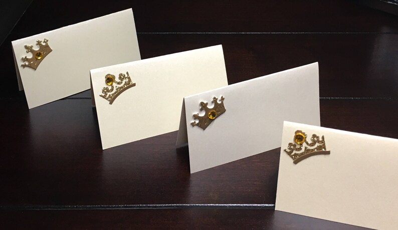 Gold Crown Placecards Crowns Food Labels Tents Name Cards | Etsy