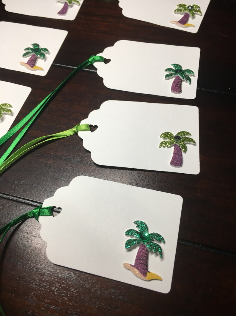 Palm Tree Tags Sparkly Palm Tree Goodie Bag Tags Favor Tags - Etsy