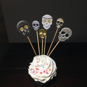 Shiny Sparkly Skull Cupcake Toppers Skulls Party Theme Decor - Etsy